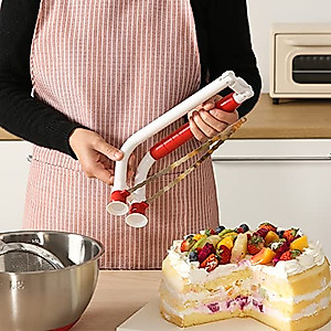 WiuCYS XL Adjustable Cake Layer Cutter Leveler Slicer for 6-16 Inch Large Layer Cakes, Stratification Auxiliary Leveling Baking Tool, Bread Slicer, Toast Cutter, Stainless Steel Food Saw