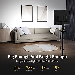 RALENO 45W Led Video Light,18'' Continuous Output Lighting with 2.4G Remote,CRI97 Brightness Bi-Color 3200-5600K Adjustment on Camera Light,Led Panel Light for Game/YouTube/Zoom/Photography/Studio