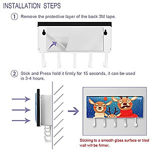 Coat and Hat Hook Rail Wall Hooks, Leather Hook Rack Wall Mounted, Hooks for Hanging Towel Key Purse Kitchenware Raindeer Family