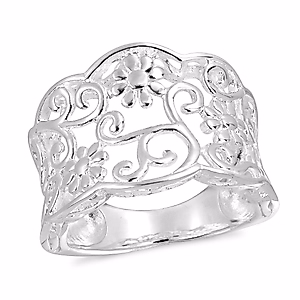 AeraVida Gorgeous Floral Filigree Vines .925 Sterling Silver Ring (10) | Vintage Silver Ring for Women | Fashion Jewelry