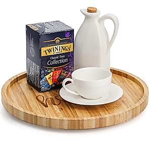 Kingrol 12 Inch Bamboo Lazy Susan, Non-Slip Kitchen Turntable, Rotating Spice Rack Organizer for Pantry, Cabinet, Refrigerator, Countertop