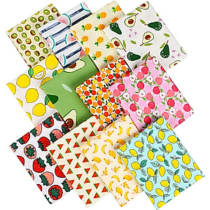 12 Pieces Printed Fruit Fabric Fruit Fat Quarters Fruit Pattern Fabric Bundles Quilting Sewing Patchwork Fabric for DIY Scrapbooking Art Craft Sewing Projects, 20 x 16 Inch/ 50 x 40 cm