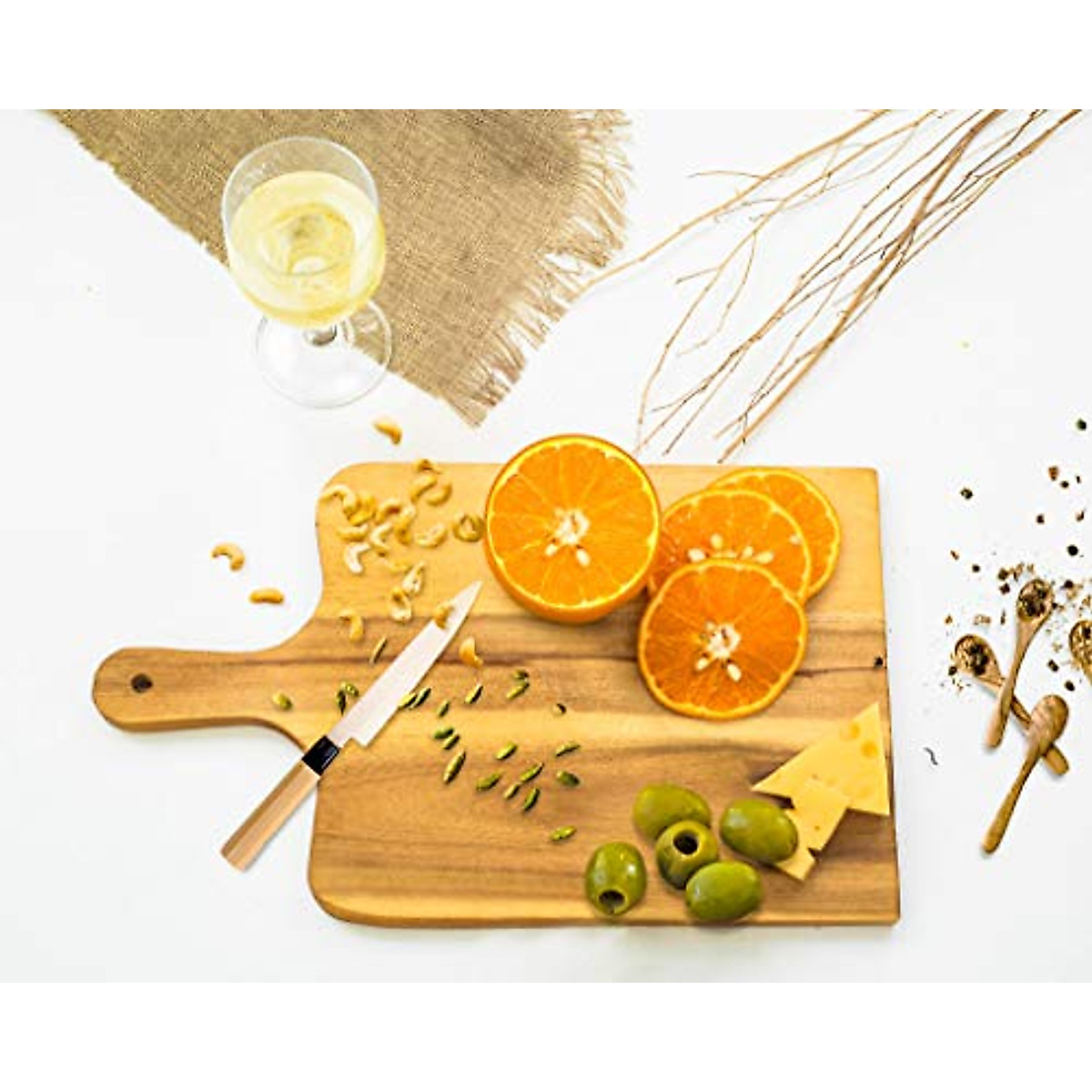 Small Wood Cutting Board with Handle - Wood Serving Board - Natural Wood Cheese Board - Rustic Design - Mini Charcuterie Board