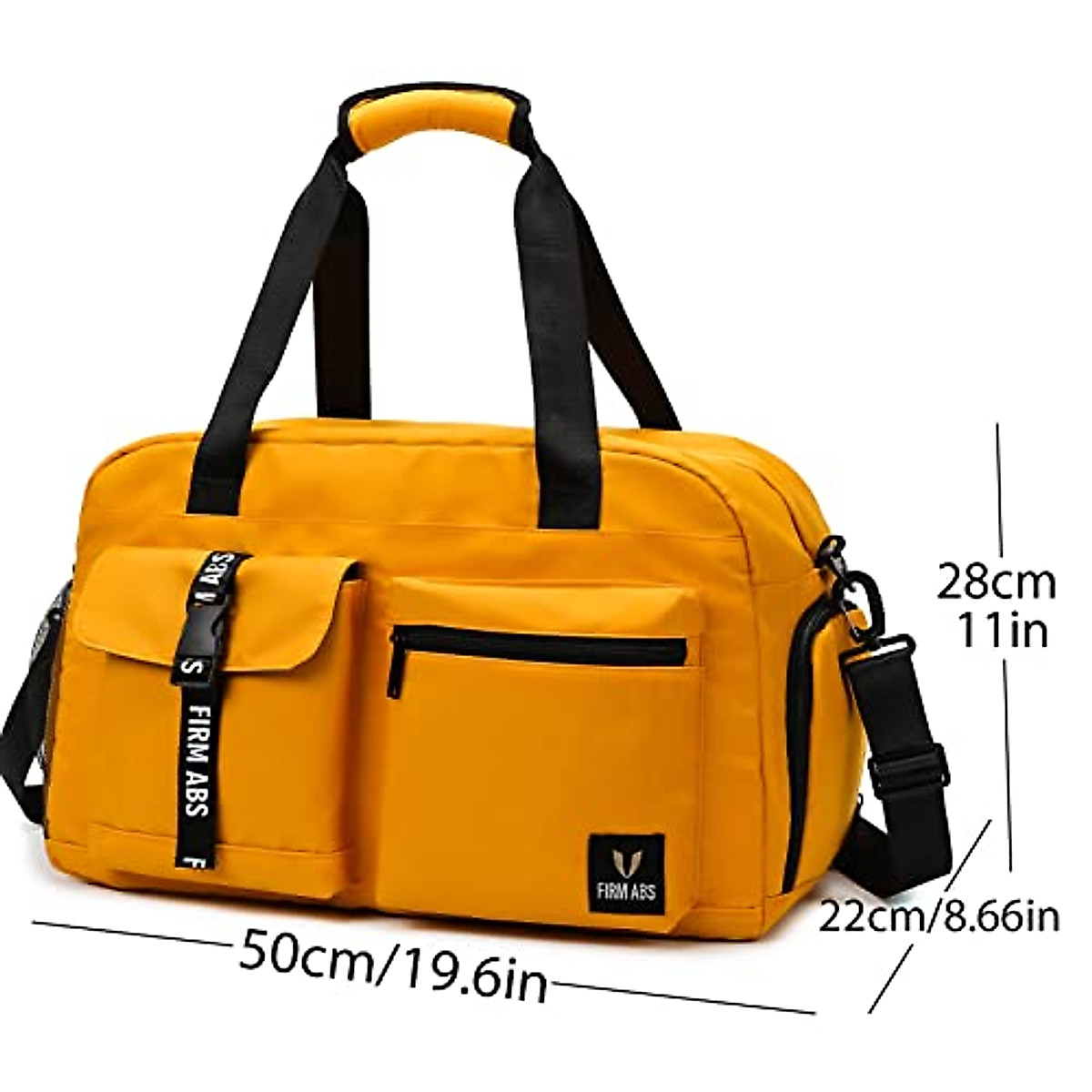 DBPBToU Gym Bag for Women and Men, Duffle Gag for Travel With Shoe Compartment and Wet Compartment, Used as a Overnight Bag (yellow)