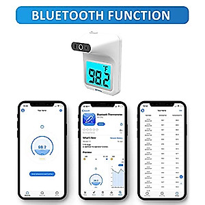 2024 Wall Thermometer with Stand | Infrared Forehead Wall Mounted Thermometer with Tripod |Bluetooth Non-Contact Instant Reading Digital Temperature Detector | Batteries Included (Matte White)