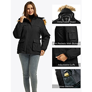 wantdo Women's Mountain Skiing Jacket Outdoors Snowboarding Outerwear Black 2XL