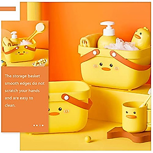 Zerodeko Shower Caddy Basket Tote Portable Storage Organizer Cartoon Duck Bathroom Toiletry Basket with Handles for Shampoo Soap Cosmetics Beauty Product