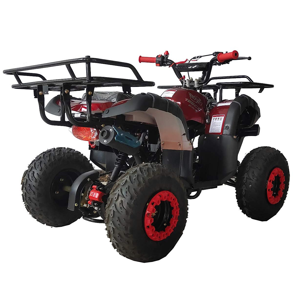 X-PRO 125cc ATV with Automatic Transmission w/Reverse, LED Headlights, Remote Control, Big 16" Tires! (Burgundy)
