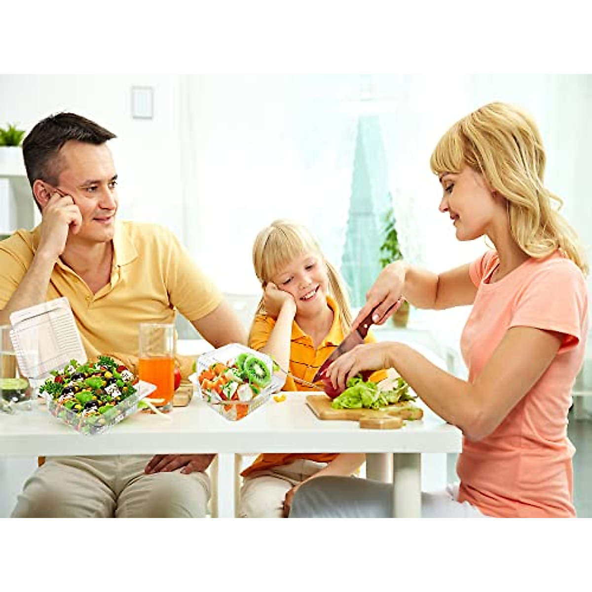 WANBAO 5 x 5 Inch Clear Plastic Take out Containers,Disposable Clamshell Dessert Container with Lid, 130 PCS for Salads, Pasta, Sandwiches