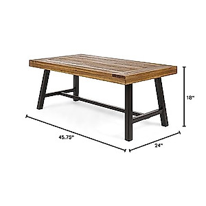 Christopher Knight Home Carlisle Outdoor Acacia Wood Coffee Table and Bench Set