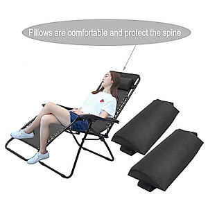 FLAMEER 2Pack Outdoor Anti Gravity Lounge Chair Pillow, Headrest Pillow for Folding Patio Lawn Recliner (Black)