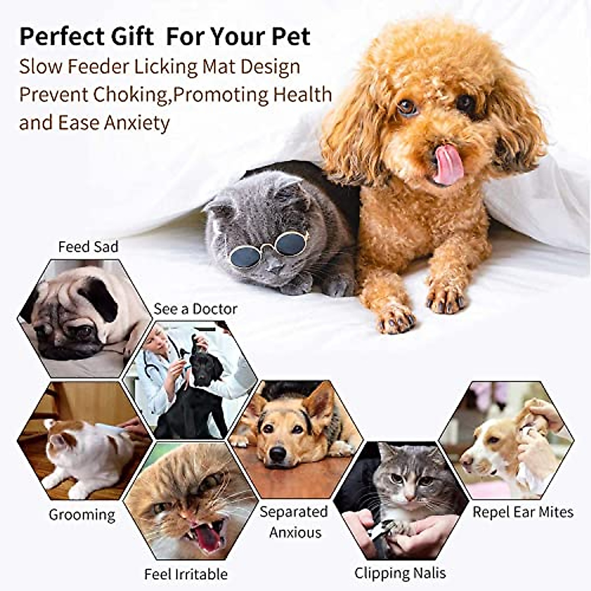 Ulmpp Dog Lick Mat with Suction Cups Dog Slow Feeders Dog Licking Mat Pet Mat Anxiety Relief Dog Cat Lick Training Licking Mat for Food, Yogurt, Peanut Butter Set of 2(Blue & Green)…