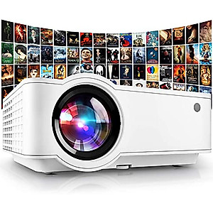 Mini Projector, 7500 Lux 210" Projector 1080P Supported Display with 52000 Hrs Portable LED Movie Projector Compatible with Phone Computer Laptop USB HDMI VGA-Home Office Outdoor Entertainment