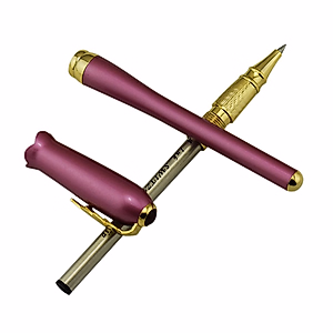 Lanxivi Picasso Greek Irene Purple Rollerball Pen for Woman, Bud Cap Leaf Clip Uniqu Style Gift Box Set