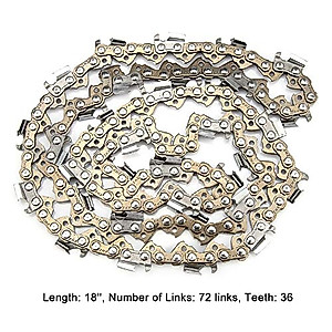 18 Inch Thick Rolled Steel Chain Saw Garden Tool hine Replacement Accessories for Patio Lawn Garden (72 Links, Teeth: 36)