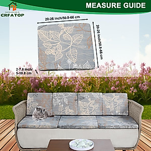 CRFATOP 6 Pack Waterproof Patio Cushion Covers Outdoor Sofa Couch Cushion Covers Replacement Stretch Sofa Seat Slipcover Furniture Protector for Wicker Rattan Sofa, Cover Only, 20-27 Inch,06