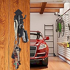 SELEWARE Metal Hooks for Hanging, 3 Rotatable Hooks Design in 1 Set, Coat Hooks Wall Mounted, Black