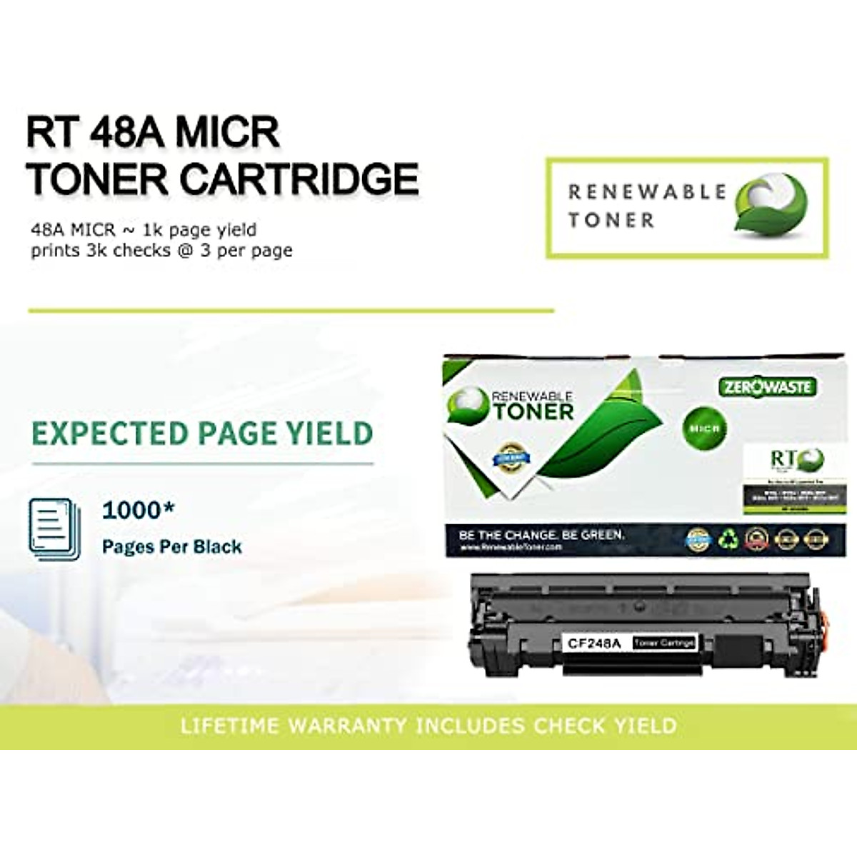 RT 48A MICR Ink Toner Cartridge Replacement for HP 48A CF248A | HP Laser Pro M15w M29w M30w M31w MFP M28w M28a M29a M15a M16a M16w for Small Business Check Printing