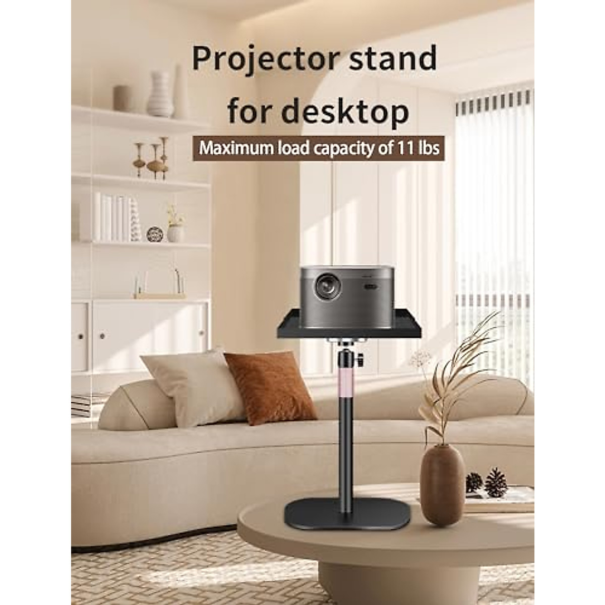 M MIMMU Desktop Projector Stand - Use on Table in Bedroom Living Room Office - Adjustable Height 11.6" to 17.3"