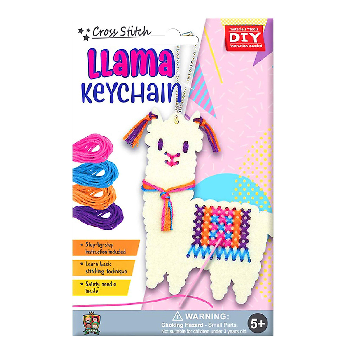 C.S. Kids KC02 DIY Llama Keychain, First Sewing Arts & Crafts Gifts - Animal Crafting Cross-Stitch | Sew Your Own Llama
