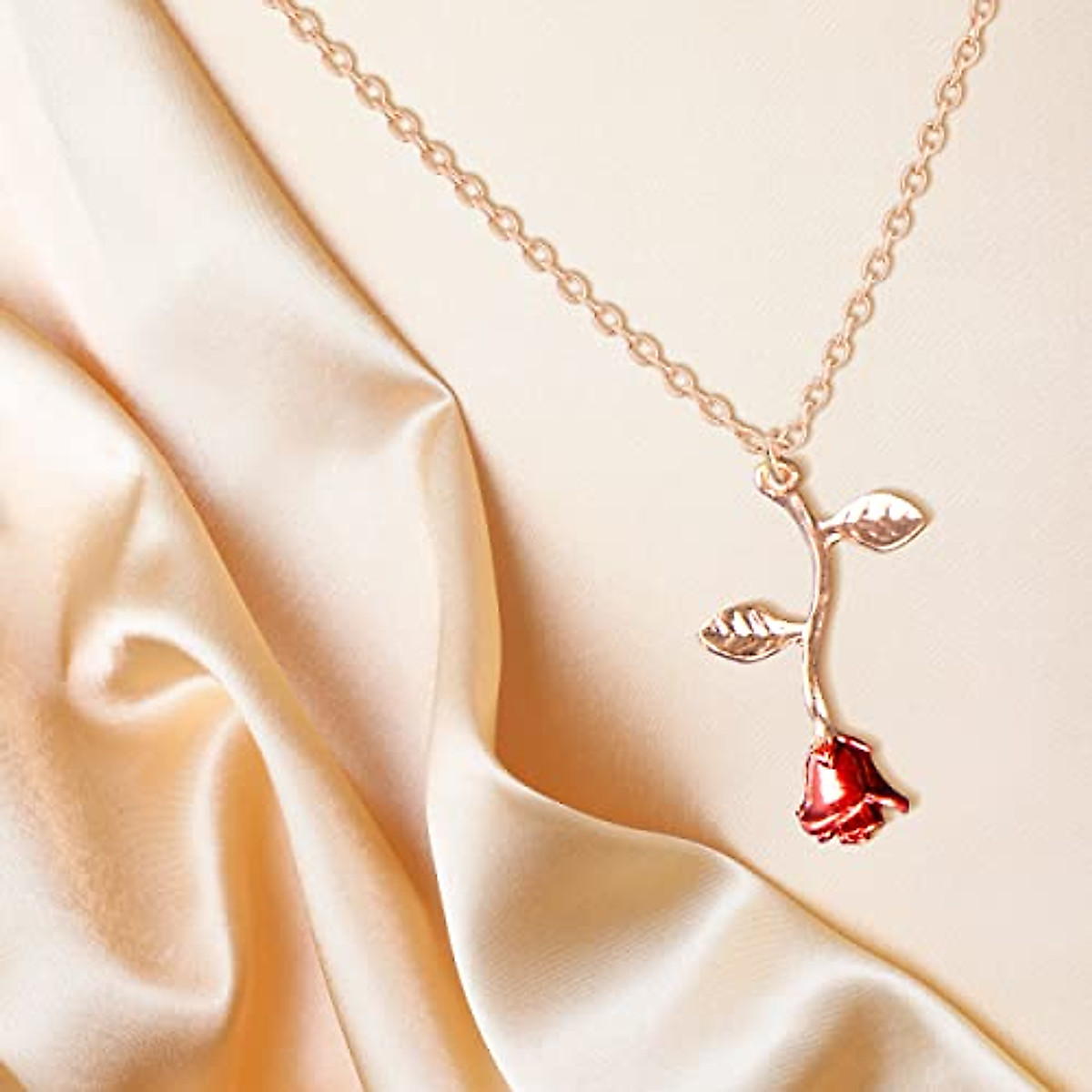 Gold Rose Pendant Necklace for Women - Aesthetic, Preppy Jewelry for Teen Girls and Women - Dainty Gold necklace for women - gold necklace for women trendy - 14k gold necklace for women