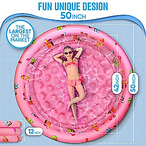 Inflatable Kiddie Pool for Kids - Kids Pools for Backyard - Swimming Pool for Kids, Toddlers, Baby - 3 Ring Pools for Inside and Outside - Durable Material with Soft Blow Up Bubble Botton, Pink