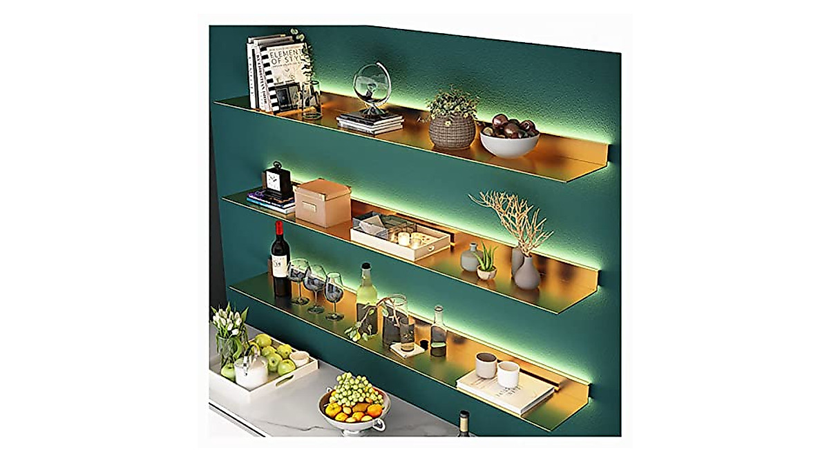 LED Lighted Floating Display Shelf - Stylish Metal Design
