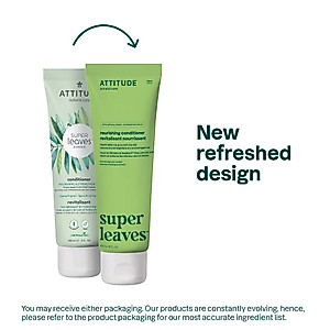 ATTITUDE Nourishing Hair Conditioner, For Dry and Damaged Hair, Naturally Derived Ingredients, Vegan Detangler, Dermatologically Tested, Grapeseed Oil and Olive Leaves, 8 Fl Oz