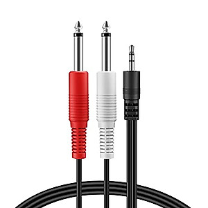 TNP 3.5mm Audio Cable to 6.35mm Dual TS Cable 10-Feet to to TRS Splitter Male Y-Connector 1/4 to 1/8 Audio Cable Stereo to Mono Adapter Cable Breakout Audio Connector
