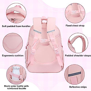 Mcaldume Cute Backpacks for Girls, Kawaii Backpack Aesthetic Backpack for Teen Girls, Cute Bookbag for Kids Elementary School Pink