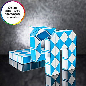 CUBIDI® Magic Snake Cube | Fidget Snake Toy for Kids | Travel Toys for Kids Ages 4-8 | Great Gift for Boys and Girls Birthday, Christmas, Stocking Stuffers - 48 Blocks | 0.9 inch x 0.7 inch | Blue