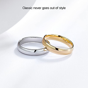 MYSTCODE 925 Sterling Silver Rings High Polished Plain Dome Rust-proof Comfortable Fashion Wedding Band Rings for Women Men & Girls, Ring Size 6-8
