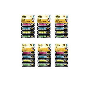 Post-it Arrow Flags, Assorted Bright Colors, 1/2-Inch Wide, 24/Dispenser, 4-Dispensers/Pack, 6 Packs