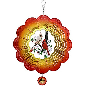 Tuitessine Wind Spinner Red Cardinal Birds 3D Metal Spring Outdoor Garden Decor Stainless Steel We Will Always with You Whirligig Yard Art Ornament Decoration Indoor Memorial Gift for Women Mom