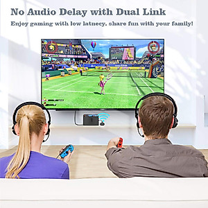 Friencity Bluetooth Audio Transmitter for Nintendo Switch PS4, Low Latency USB Type C Wireless Adapter, Support in-Game Voice& Two Headphones, Compatible with Airpod, Bose, Sony Headphone, Plug n Play