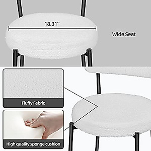 Sucrever Dining Chairs Set of 4, White, Upholstered Mid Century Modern Kitchen Dining Room Chairs with Black Metal Leg/Backrest, Boucle Velvet Accent Dining Chairs for Living Room Bedroom