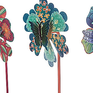 Floral Garden Stake Outdoor Garden Friends Spinning Plant Pick