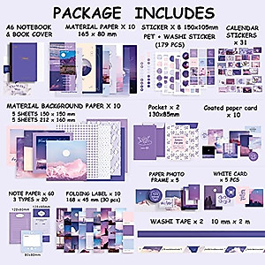 JOJIJOY Vintage Moonlight Aesthetic Scrapbook Kit, Scrapbooking Supplies Kit for Bullet Junk Journal, Stationery, A6 Grid Notebook, DIY Journalling Kit, Birthday Craft Gift for Teen Girl Kid Women