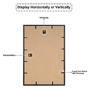 Gaevuian 16x24 Poster Frame,Picture Frame Made of Wooden Textured Finish,Display for Wall Hanging Decor,Plexiglass,Rustic Black,1pack