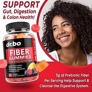 Fiber Gummies for Adults & Kids - Tasty Gummy Prebiotic Fiber Supplement for Max Digestive Gut Health Supplements for Women & Men - Daily Cleanse High Chicory Root Inulin Prebiotics - 60 Fiber Gummies