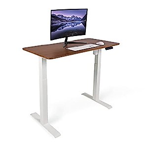 Vari Essential Electric Standing Desk 48" x 24" (VariDesk) - Electric Height Adjustable Desk - Home or Office Standing Desk - Sturdy Adjustable Standing Desk - Split Top Sit Stand Desk - Hazel Wood