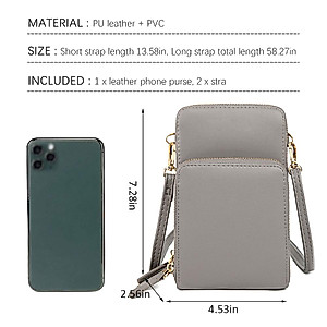 Lightweight PU Leather Phone Purse with Touchscreen Window & 2 Straps (Pink)