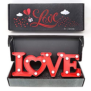 Cheerin Love Sign Decoration – Table Top Decor for Valentines Day – Wedding Decorations – Marquee Light Up Signs – Anniversary Engagement Proposal Party Favor (Red)