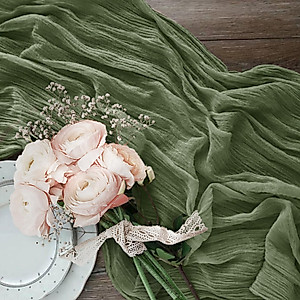NOSTHEART Sage Green Cheesecloth Table Runner 10Ft Boho Table Runner Gauze Cheese Cloth Table Runner Rustic Sheer Table Runner for Party Wedding Bridal Baby Shower Birthday Table Decoration