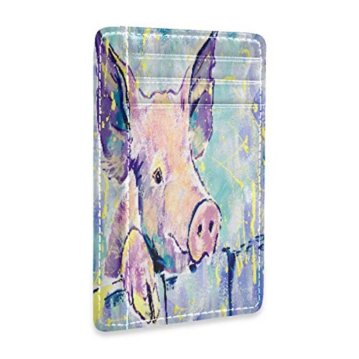 Linomo Thin leather Card Holder and Money Clip Cute Animal Pig Lovely Wallet RFID Blocking for Men & Women