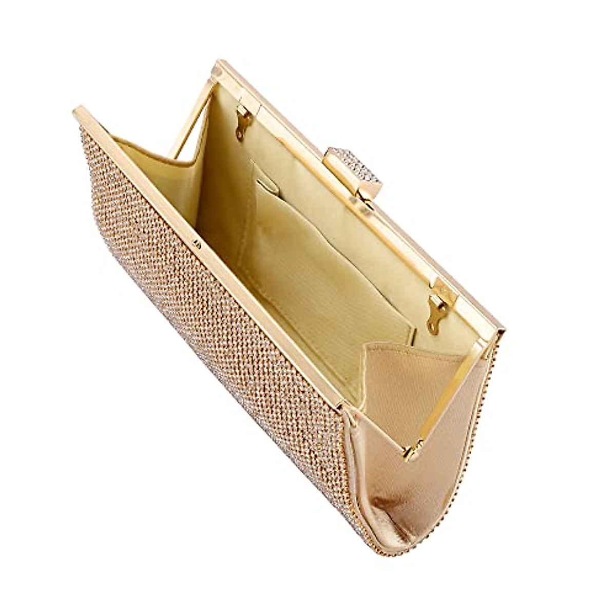 CHIC DIARY Rhinestones Crystal Clutch Purse for Women Evening Bag for Party Prom Crossbody Purse Shoulder Handbag (Gold)