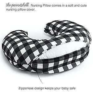 The Peanutshell Black & White Buffalo Plaid Nursing Pillow for Breastfeeding | Pillow & Nursing Pillow Cover for Baby Boys or Girls