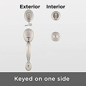 Kwikset 96870-090 Dakota Single Cylinder Handleset w/Polo Knob featuring SmartKey in Satin Nickel
