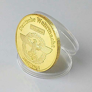 1891-1944 WW II German Desert Eagle Rommel Deutsche Wehrmacht Gold Plated Coin Military Souvenirs Metal Coins Collection