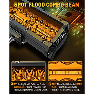 NAOEVO 7 inch Amber LED Light Bar, 240W 24,000LM Offroad Fog/Driving Lights LED Pods with Spot Flood Combo Beam, Waterproof LED Work Lights for Truck Boat UTV ATV, 2 Pack (Amber)